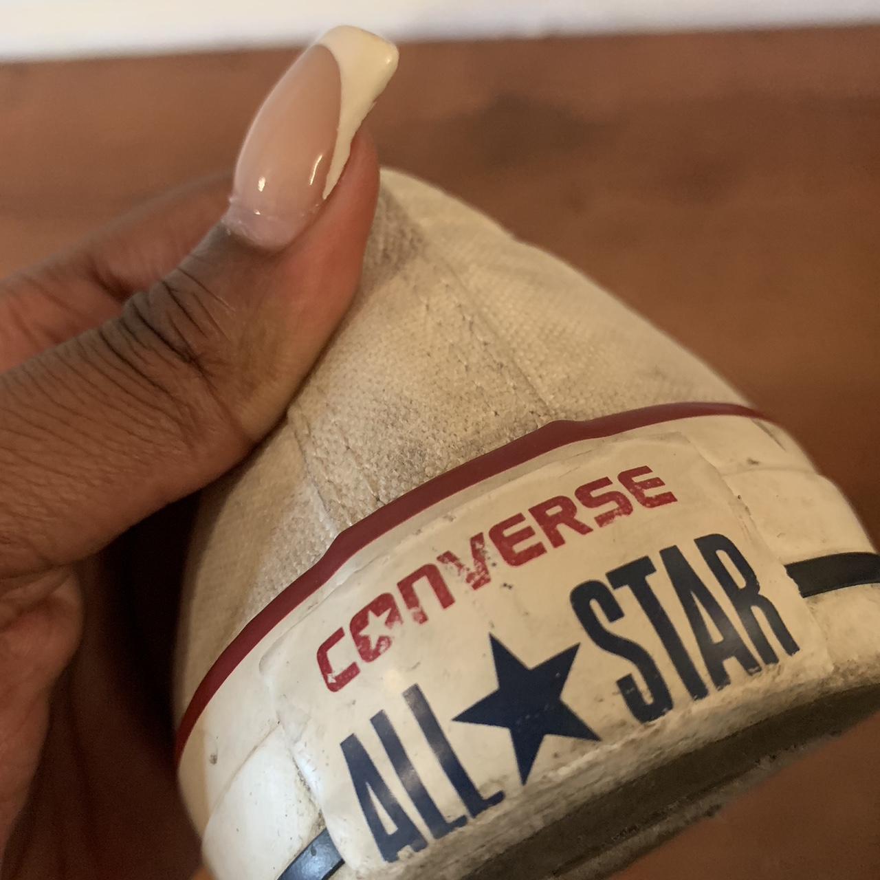 White converse Very worn, stained, as seen in pics,... - Depop