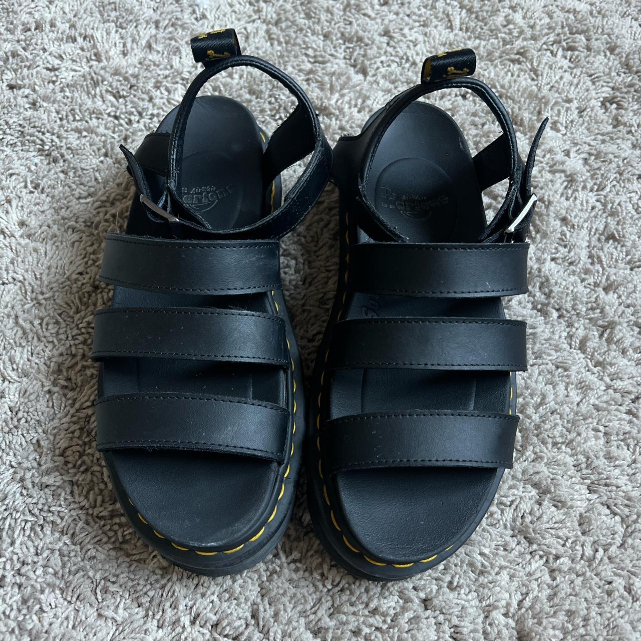 doc martens black platform chunky gladiator sandals - Depop