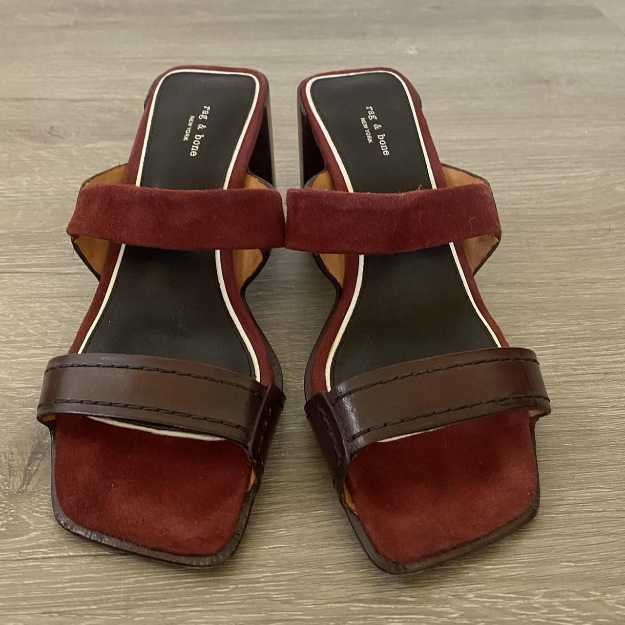 Rag & Bone Women's Red and Burgundy Sandals | Depop