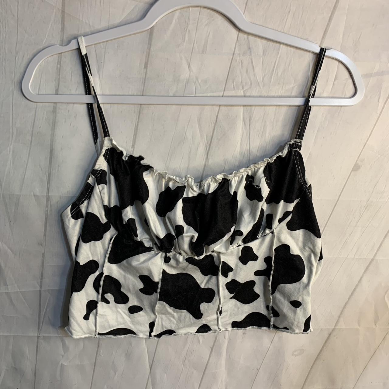Cow print tank top Stretchy - Depop