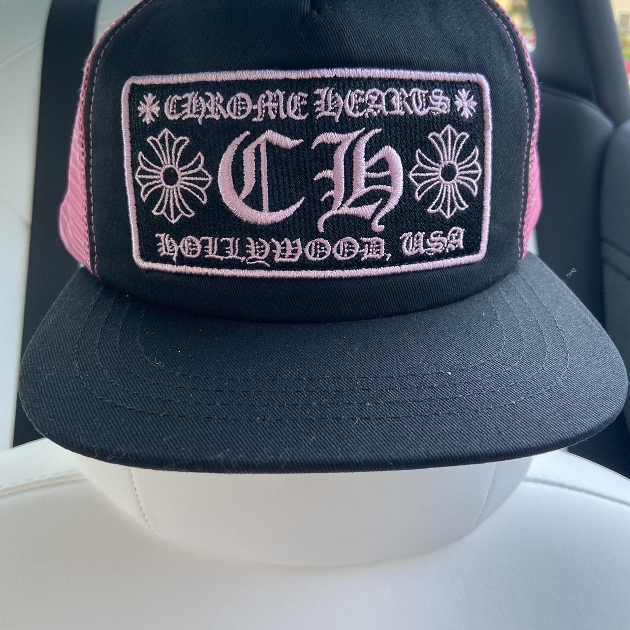 Chrome Hearts Men's Black and Pink Hat | Depop