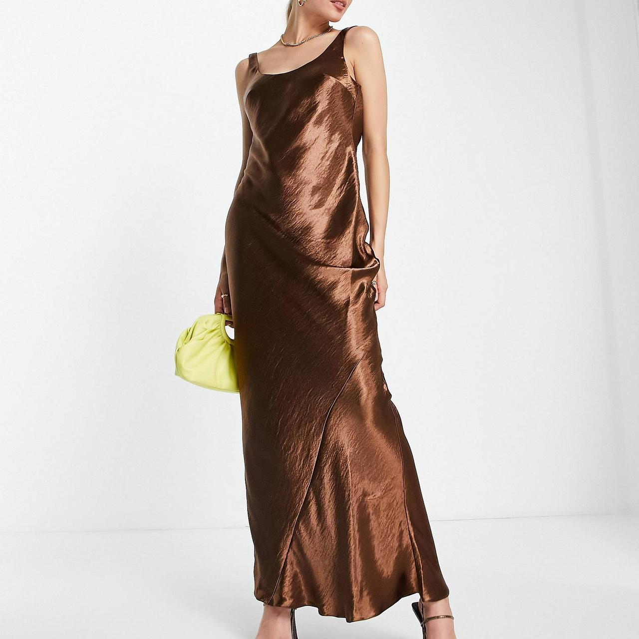 ASOS Design scoop back bias cut satin maxi dress in... | Depop