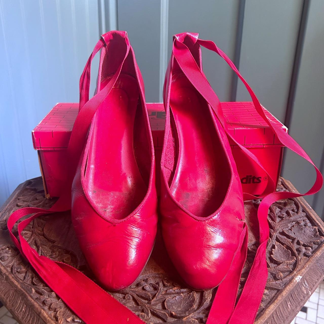 Vintage red ribbon ballet flats Gorgeous scarlet... - Depop