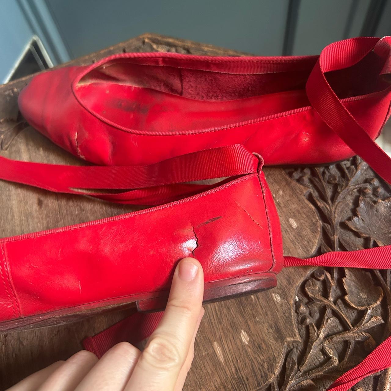 Vintage red ribbon ballet flats Gorgeous scarlet... - Depop