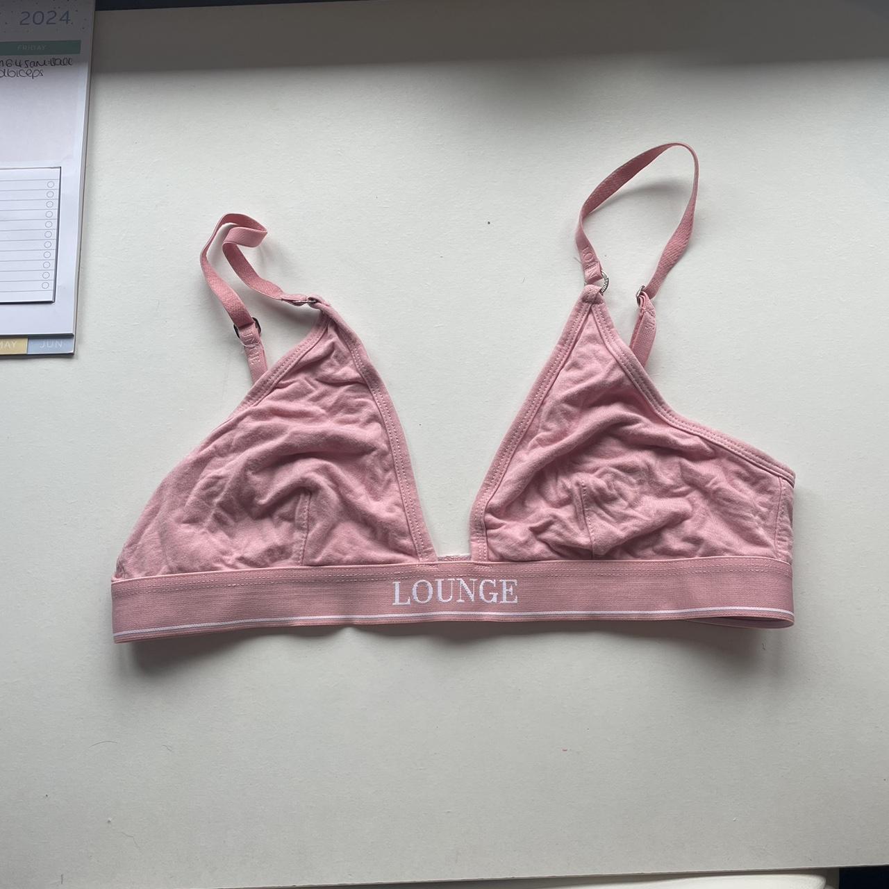 Lounge pink banded logo bralette. Size M. Excellent... - Depop