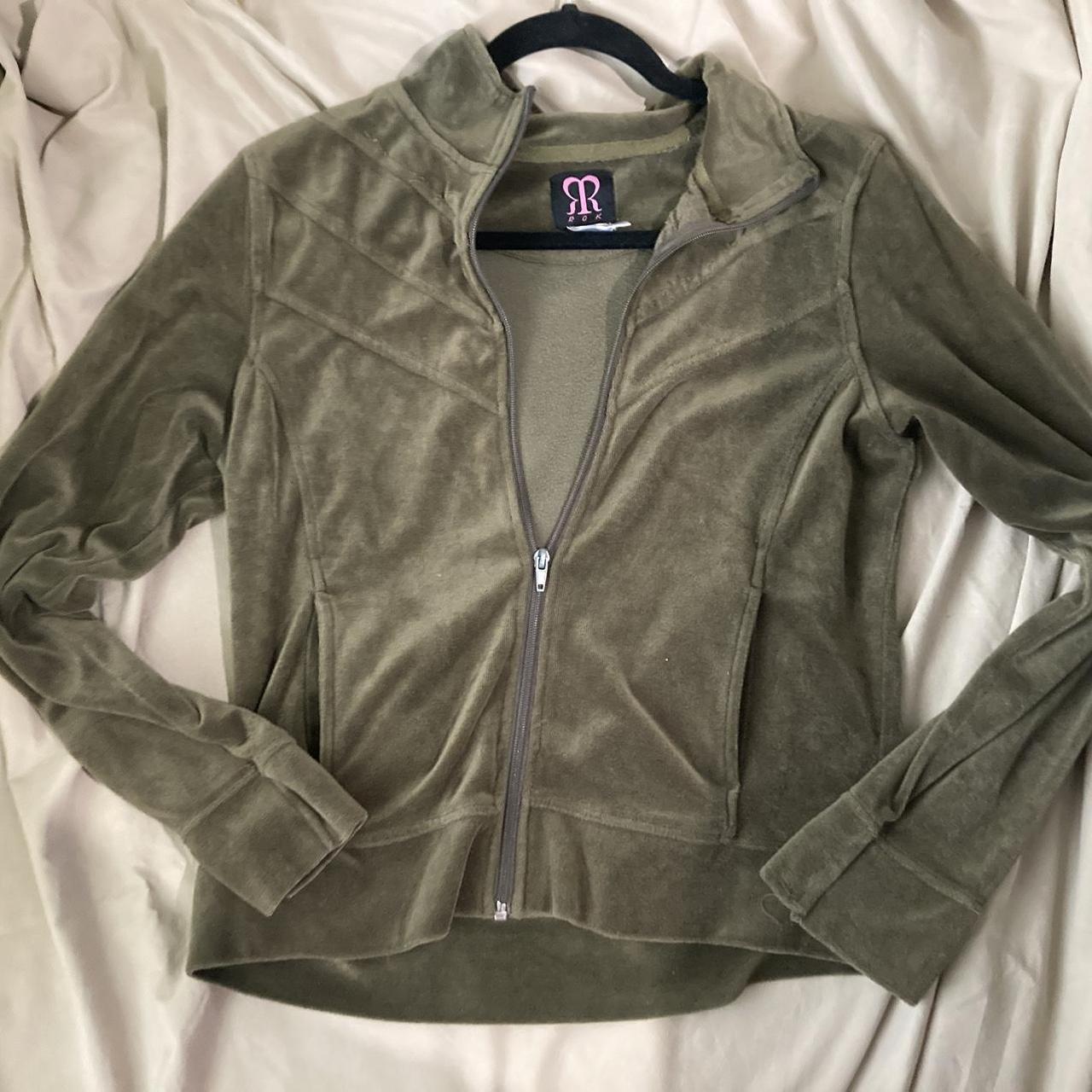 y2k 2000s army green zip up track suit jacket | Depop