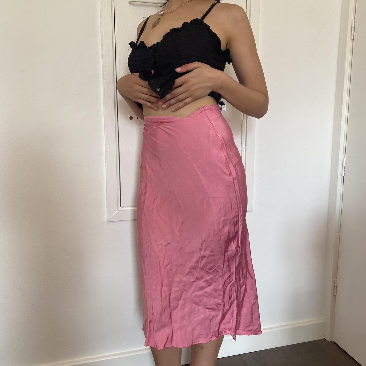 Silky pink slip skirt. All it needs is a little... - Depop