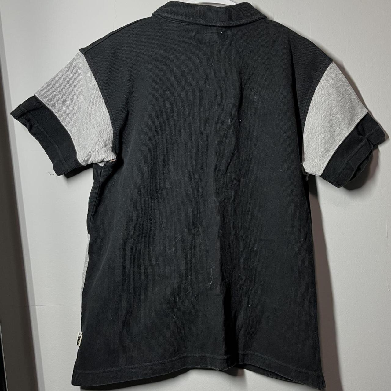 70s Black & Gray Polo 100% cotton thick material no... - Depop