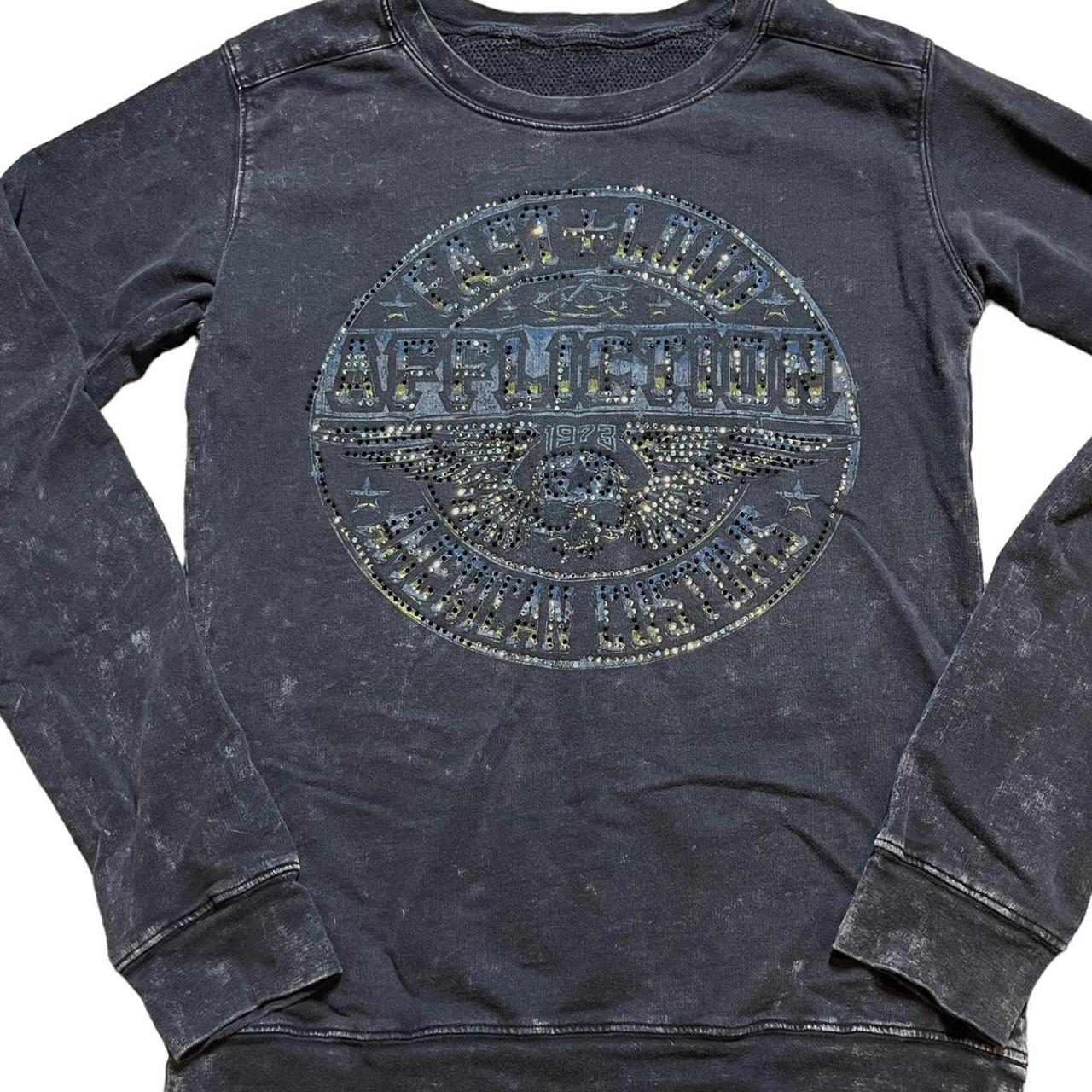 2000s Affliction Crew Neck Sweater no flaws acid... - Depop