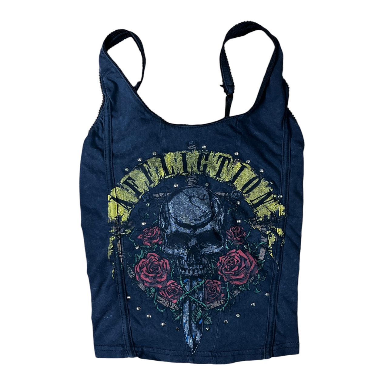 00s affliction lace up back tank top acid wash... | Depop