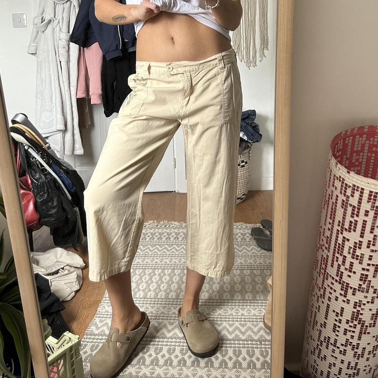 sick graphic flower print jorts / capri cargo shorts... - Depop