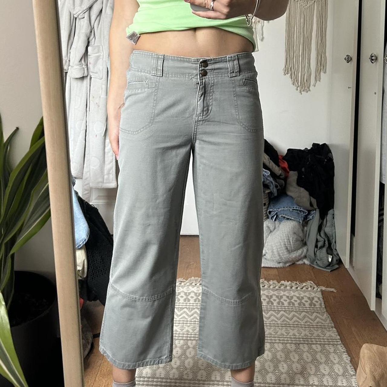 grey/ green denim capri jort great condition old... - Depop