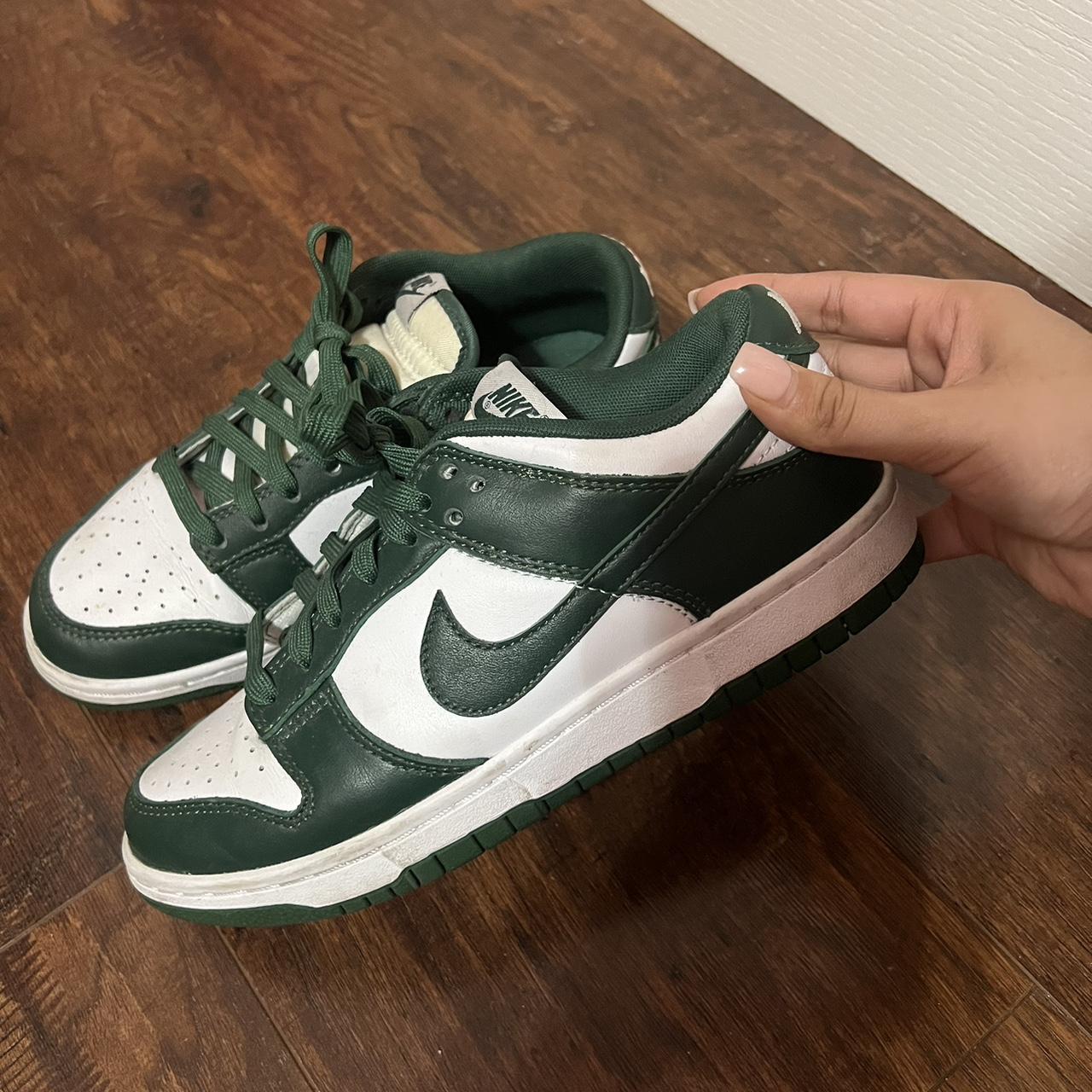 Green Nike dunks They are used, slightly creased... - Depop