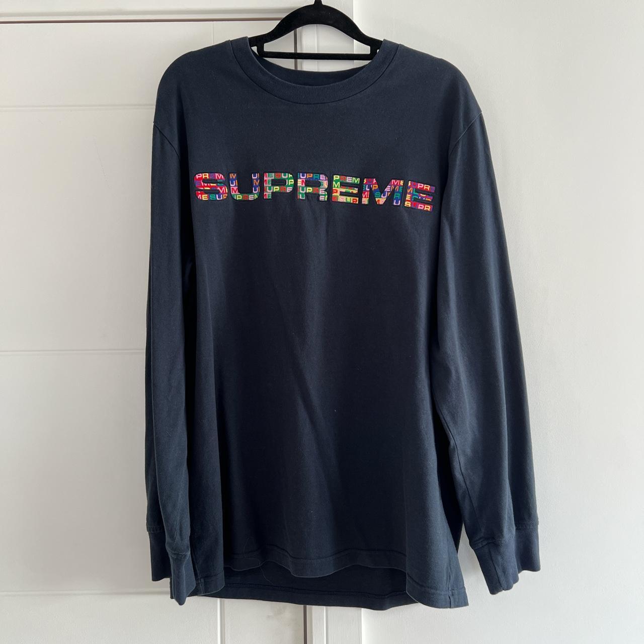 SUPREME sweatshirt - navy Size - M Perfect... - Depop