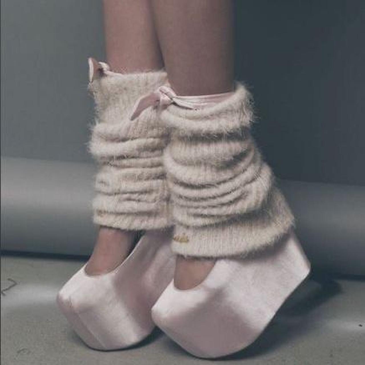 coquette lolita pink shiny satin ballet platform... - Depop