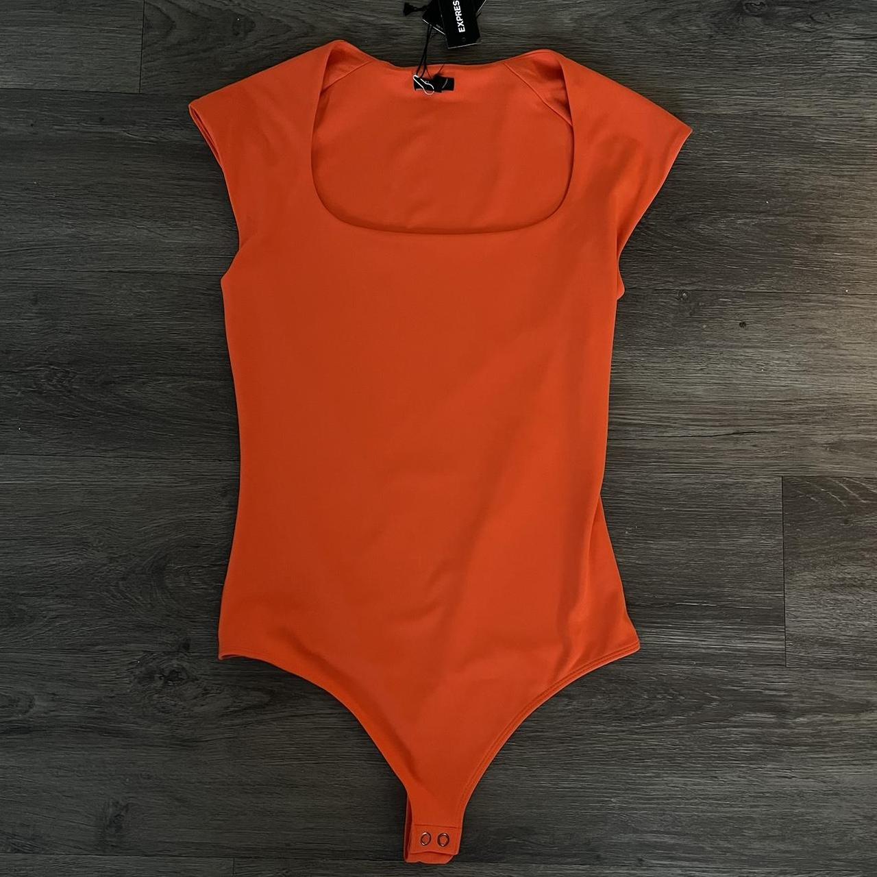 Express orange 🍊 bodysuit Beautiful neckline NWT :-) - Depop