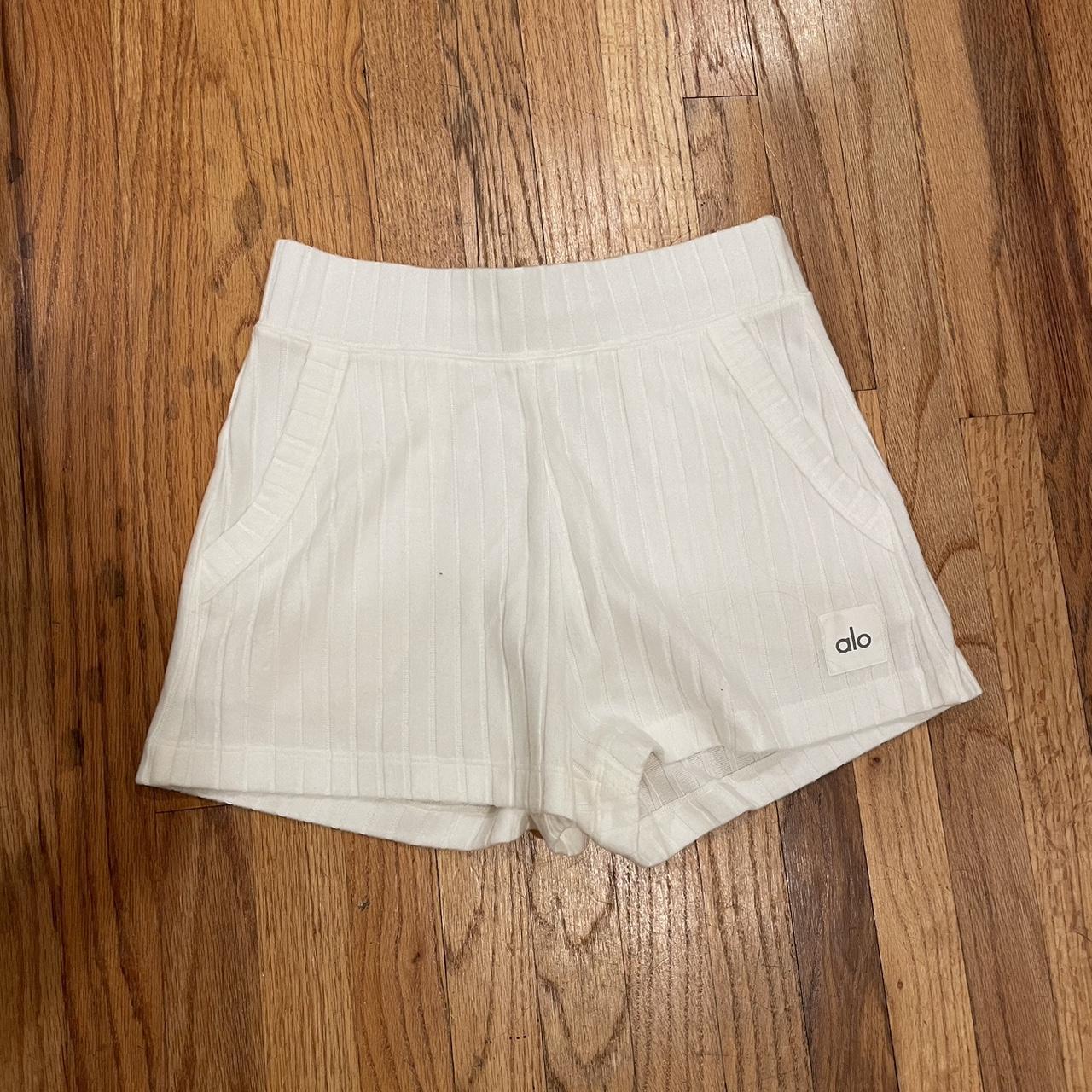 Alo shorts. White lounge alo yoga shorts. never worn - Depop