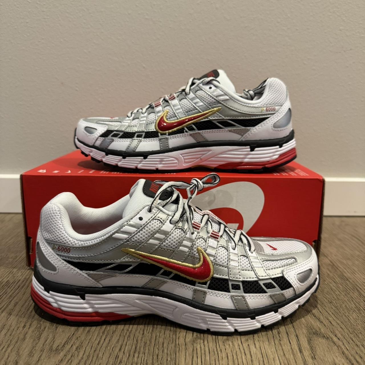 Nike P6000 White Red Silver Condition: Brand... | Depop