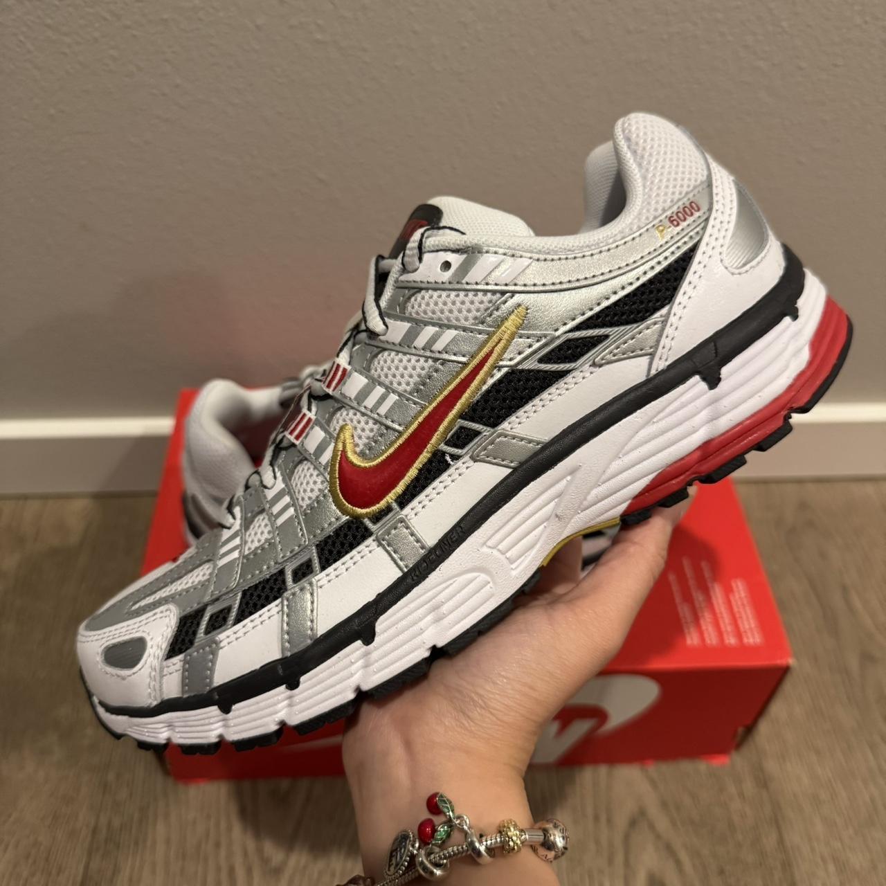 Nike P6000 White Red Silver Condition: Brand... | Depop