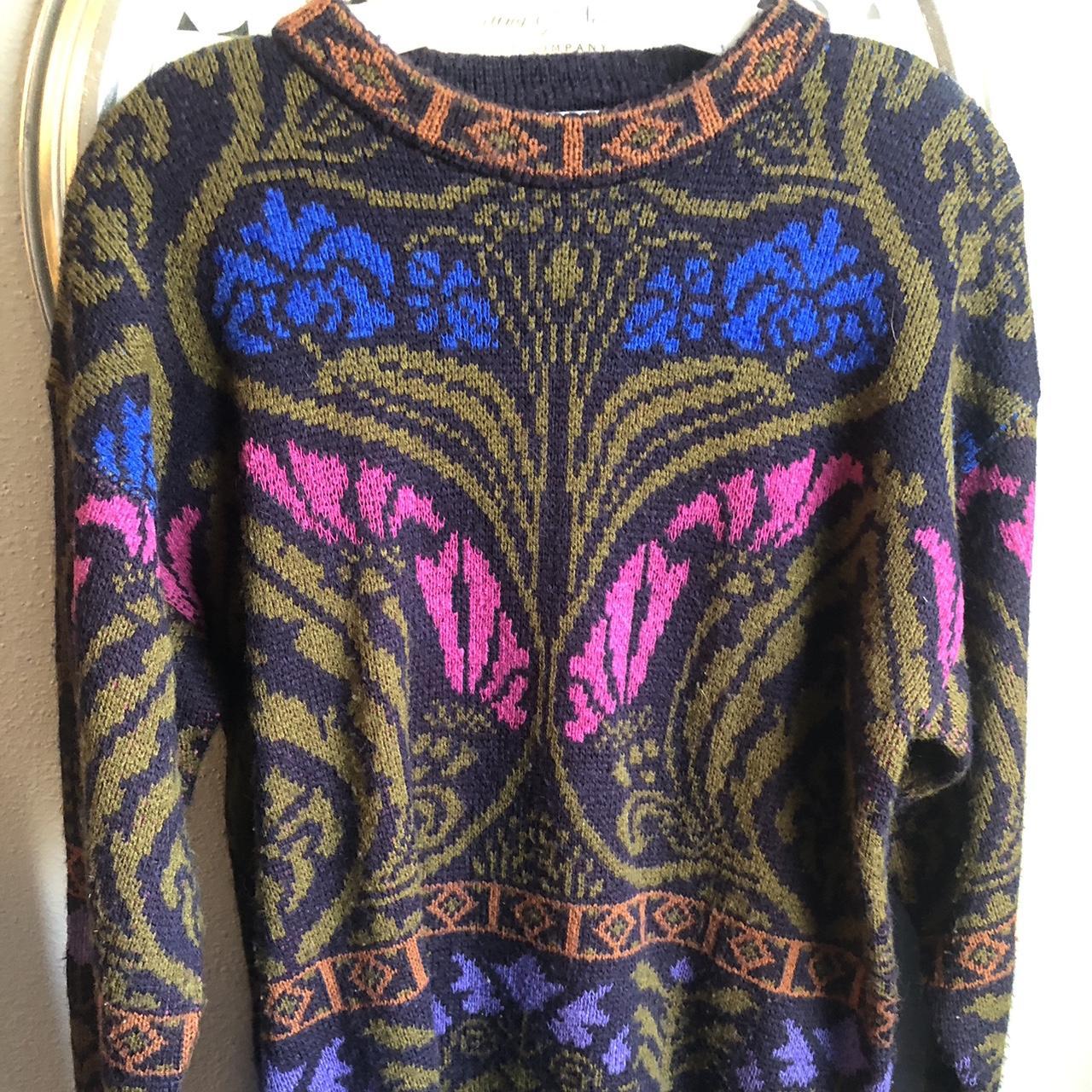 Funky vintage sweater! This multi colored sweater is... - Depop