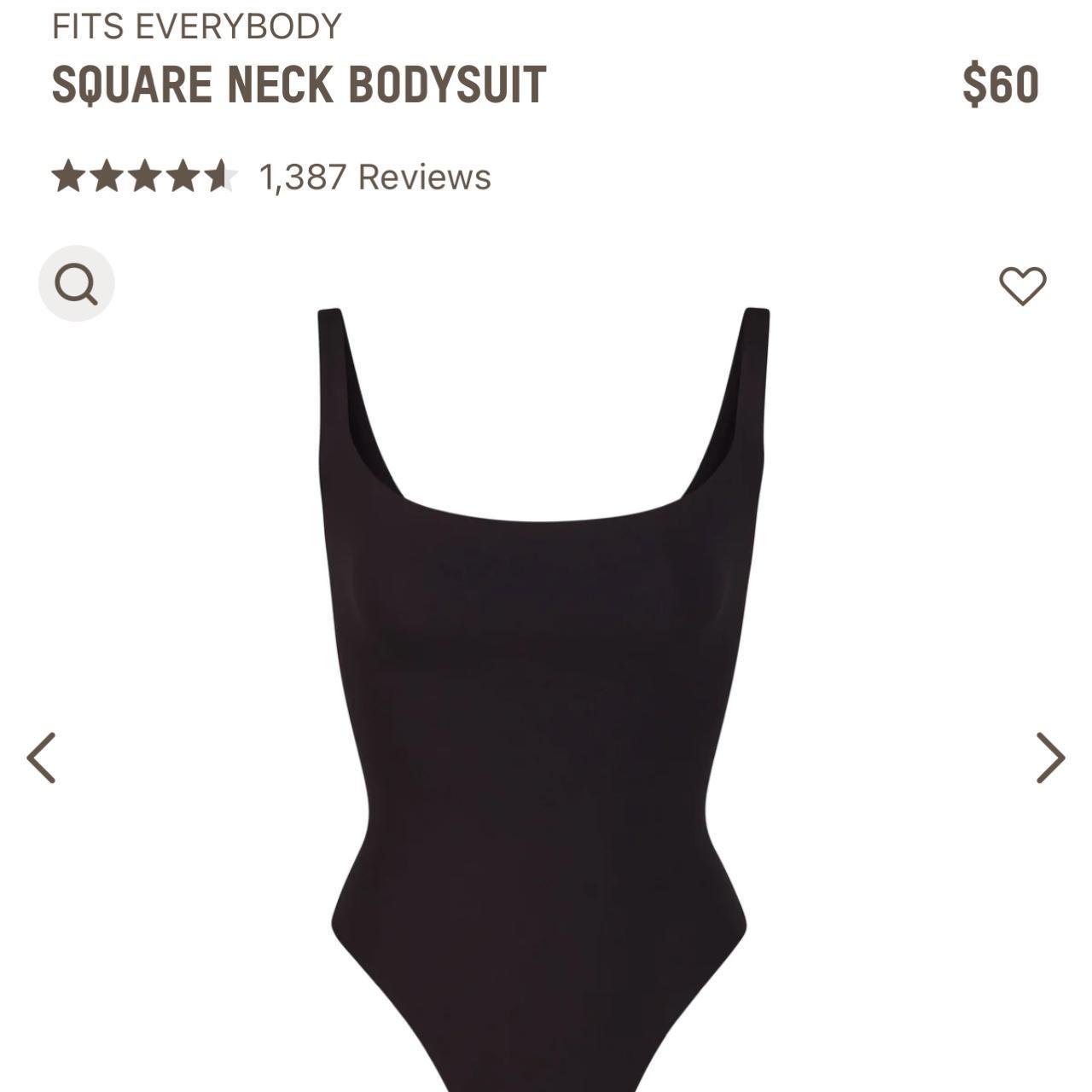 Skims Fits Everybody square neck bodysuit in Onyx... - Depop