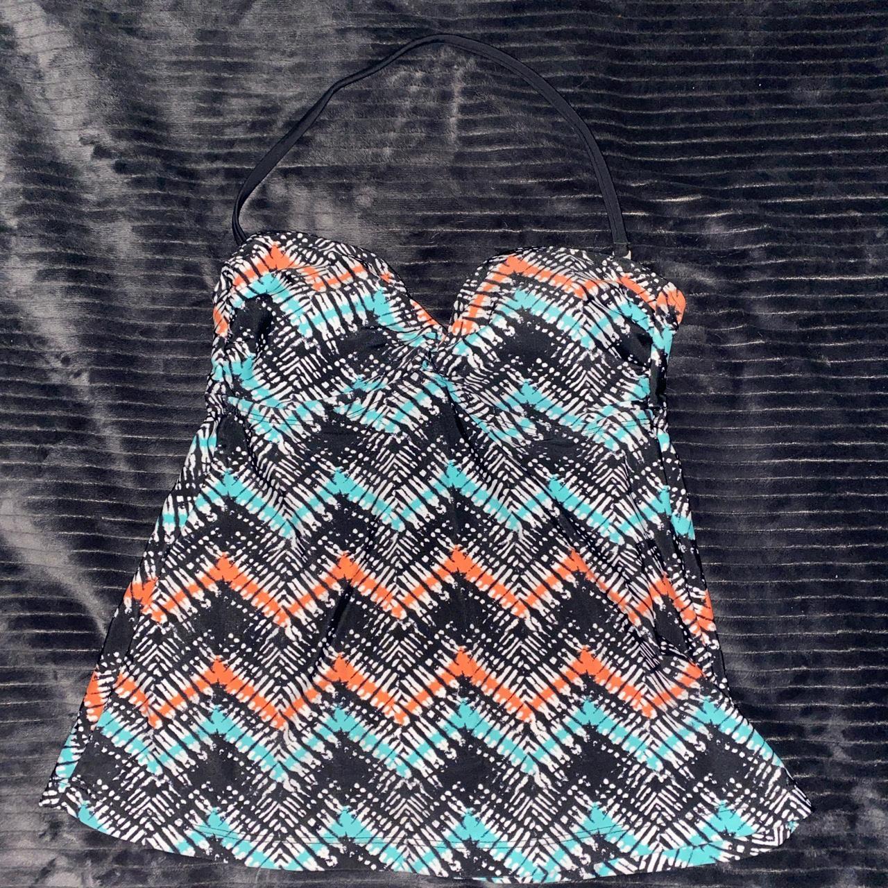 Multi-colored tankini top. Padded top. Rarely worn... - Depop