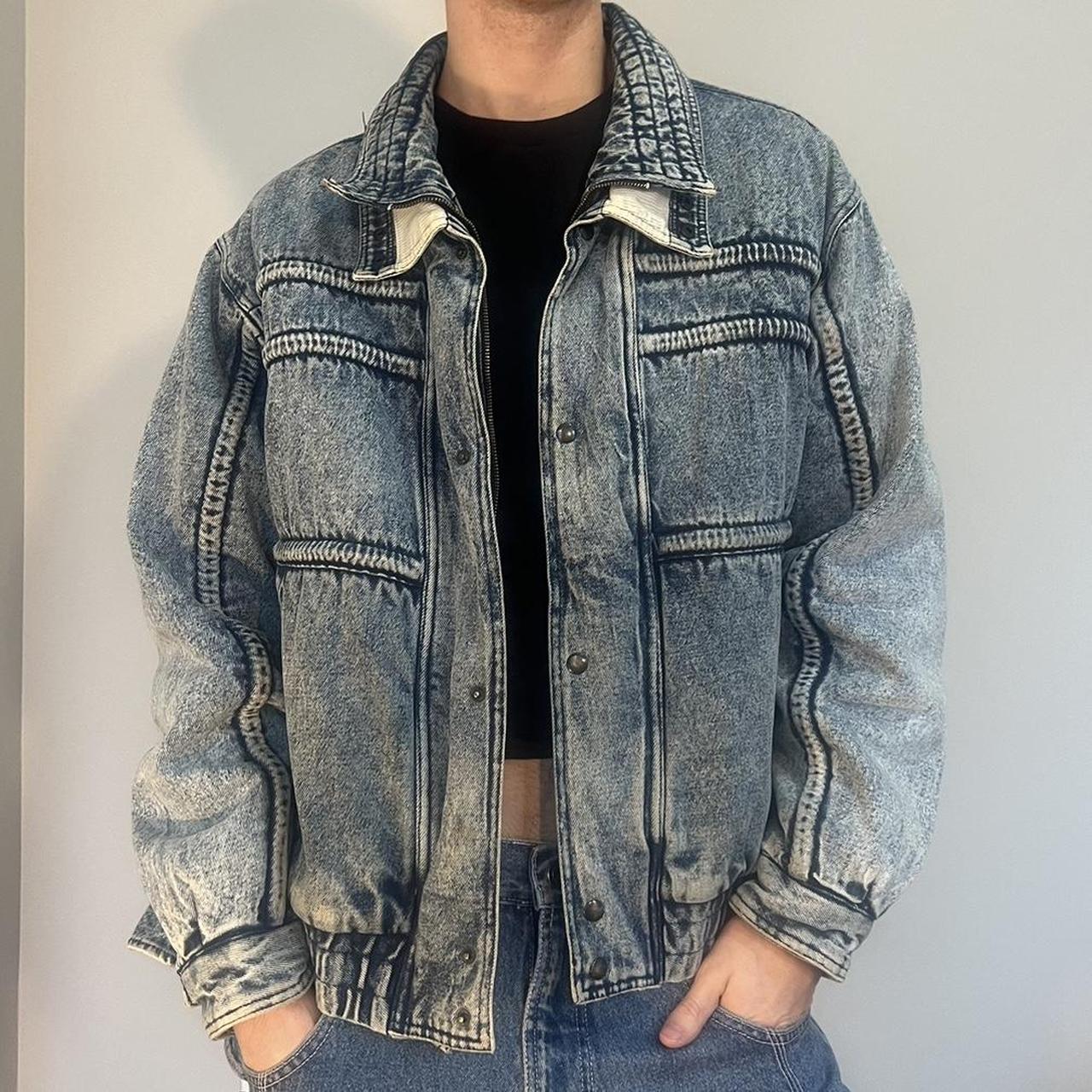 vintage jean jacket. buttons and zipper and is very... - Depop