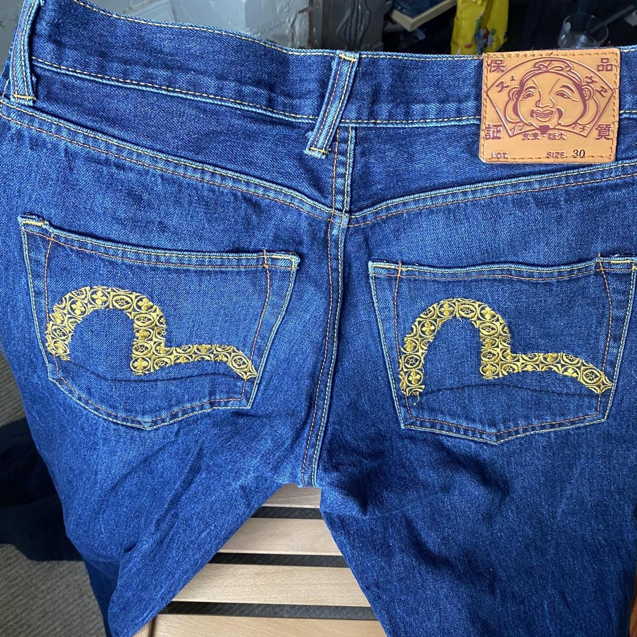 Evisu jeans with yellow embroidered gulls on both... - Depop