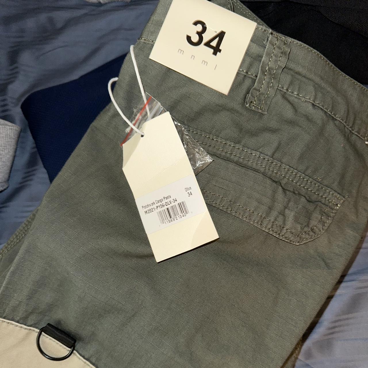 MNML Olive Patchwork Cargo Pants Size 34 Men’s... | Depop