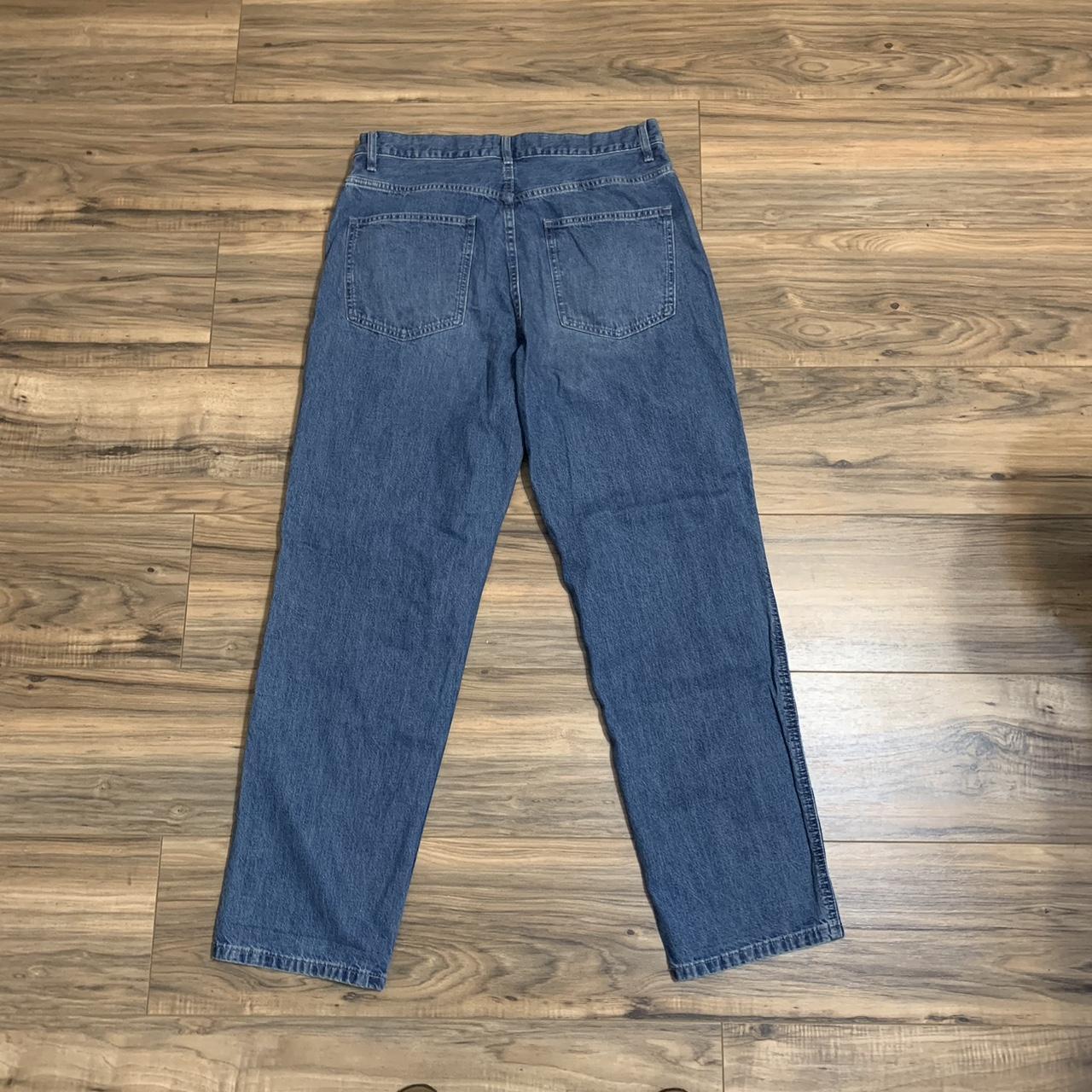 uniqlo wide tapered high rise denim jeans 32x30 dm... - Depop