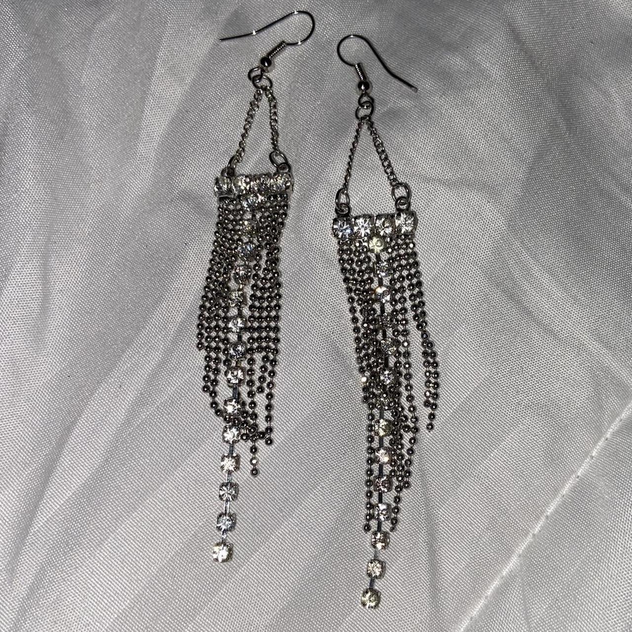 y2k drop rhinestone earrings - super adorable and i... - Depop