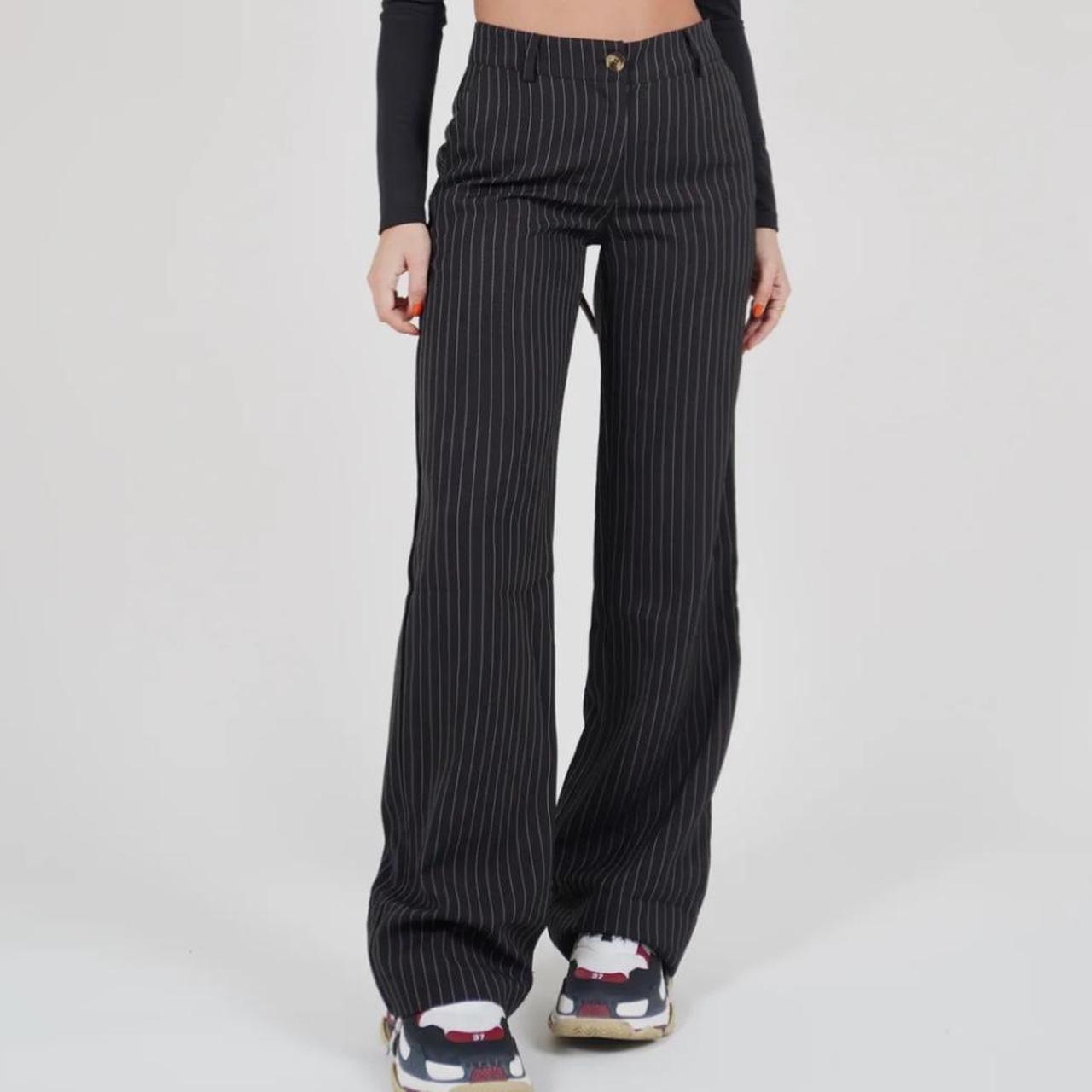 Venderbys black and white pinstripe pants in size... | Depop