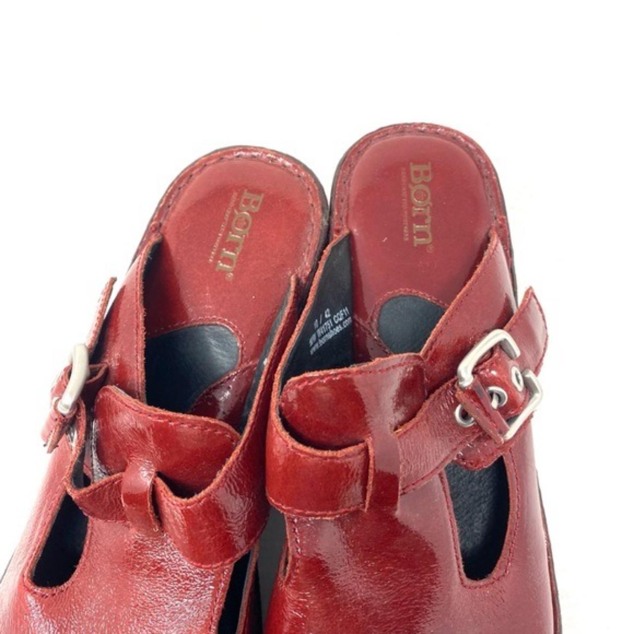 Born deep red patent leather mules. Women's size 10.... - Depop