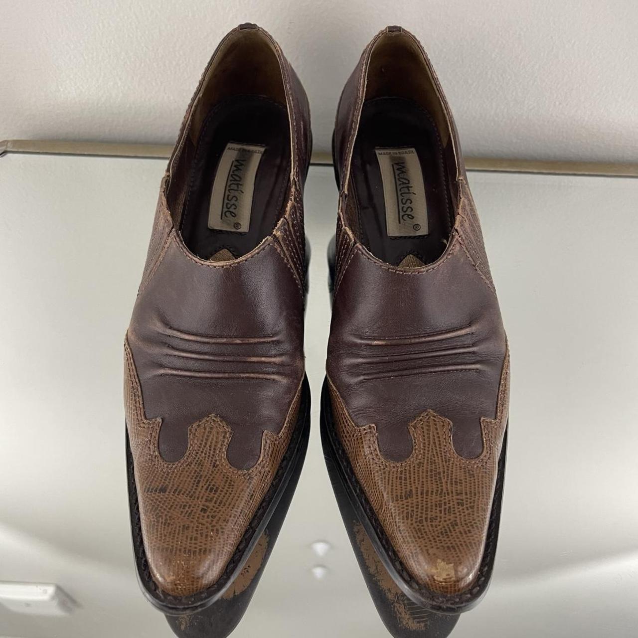 MATISSE Vintage Brown Leather Western Pointed Toe... - Depop