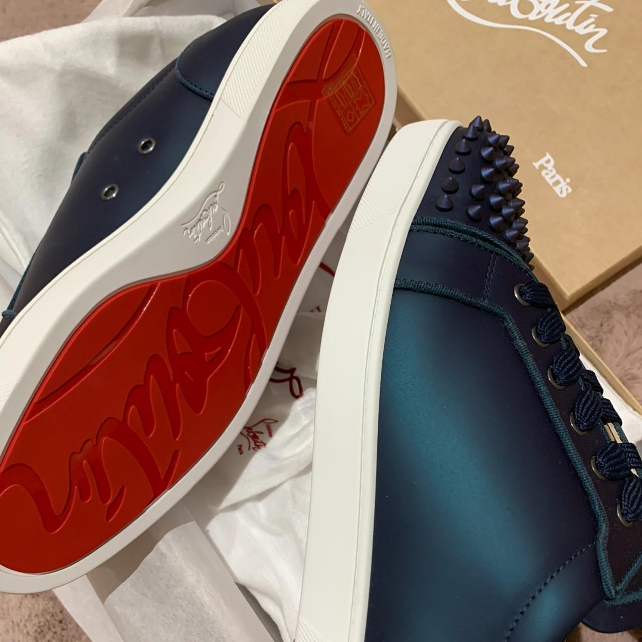 Christian Louboutin Louis Junior Spikes - Navy Blue... | Depop