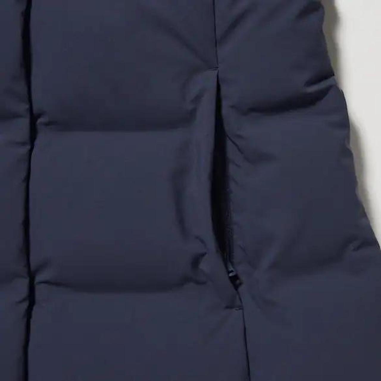 Uniqlo Blue Long Puffer Jacket Hood Windproof... - Depop