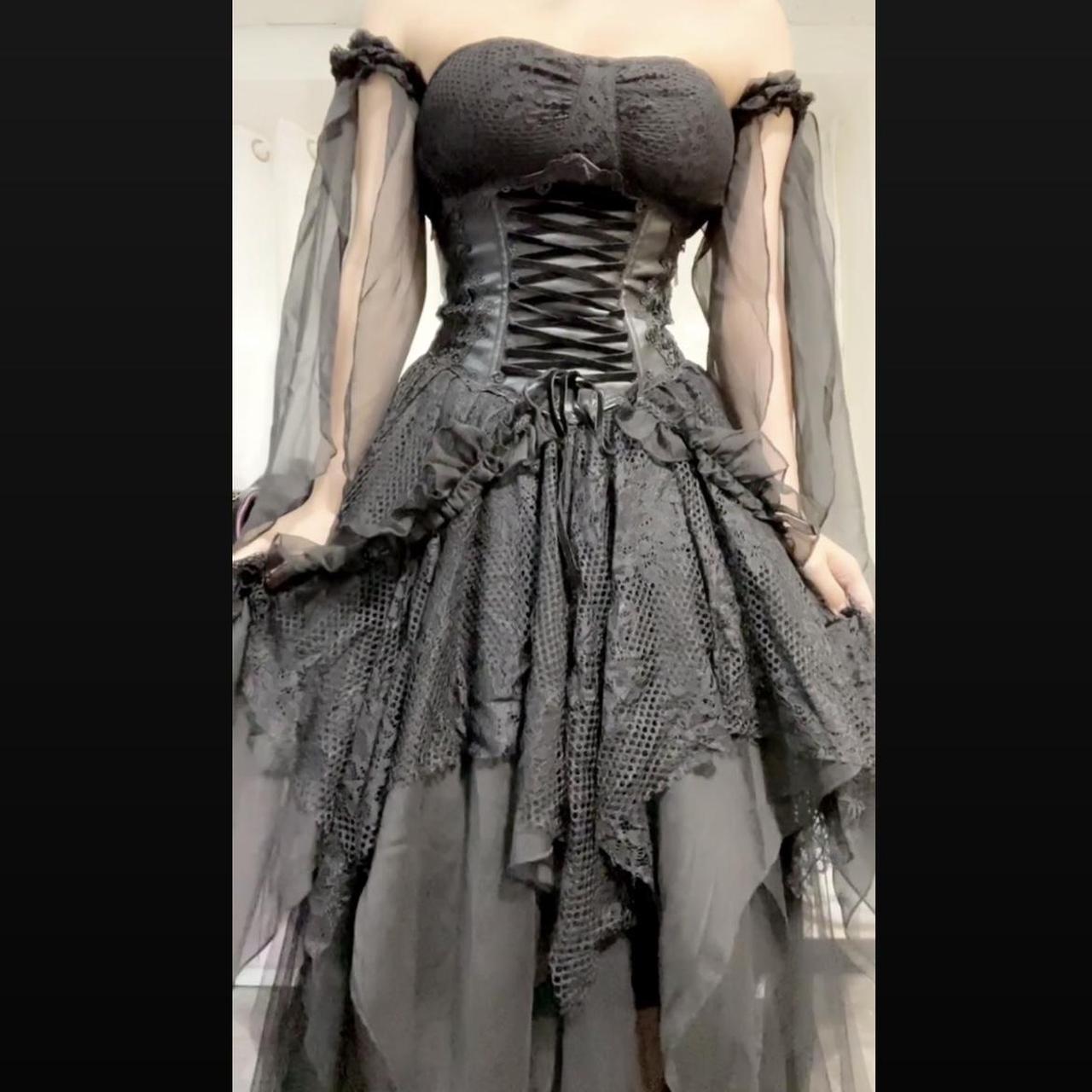the dreamiest gothic ruffle dress this was my prom... - Depop