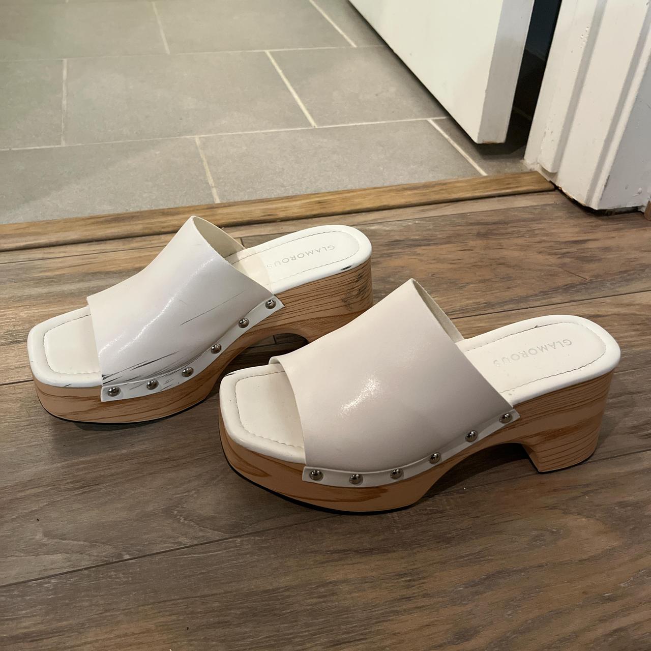 Cute white slip ons !!! Like clogs :) - Depop