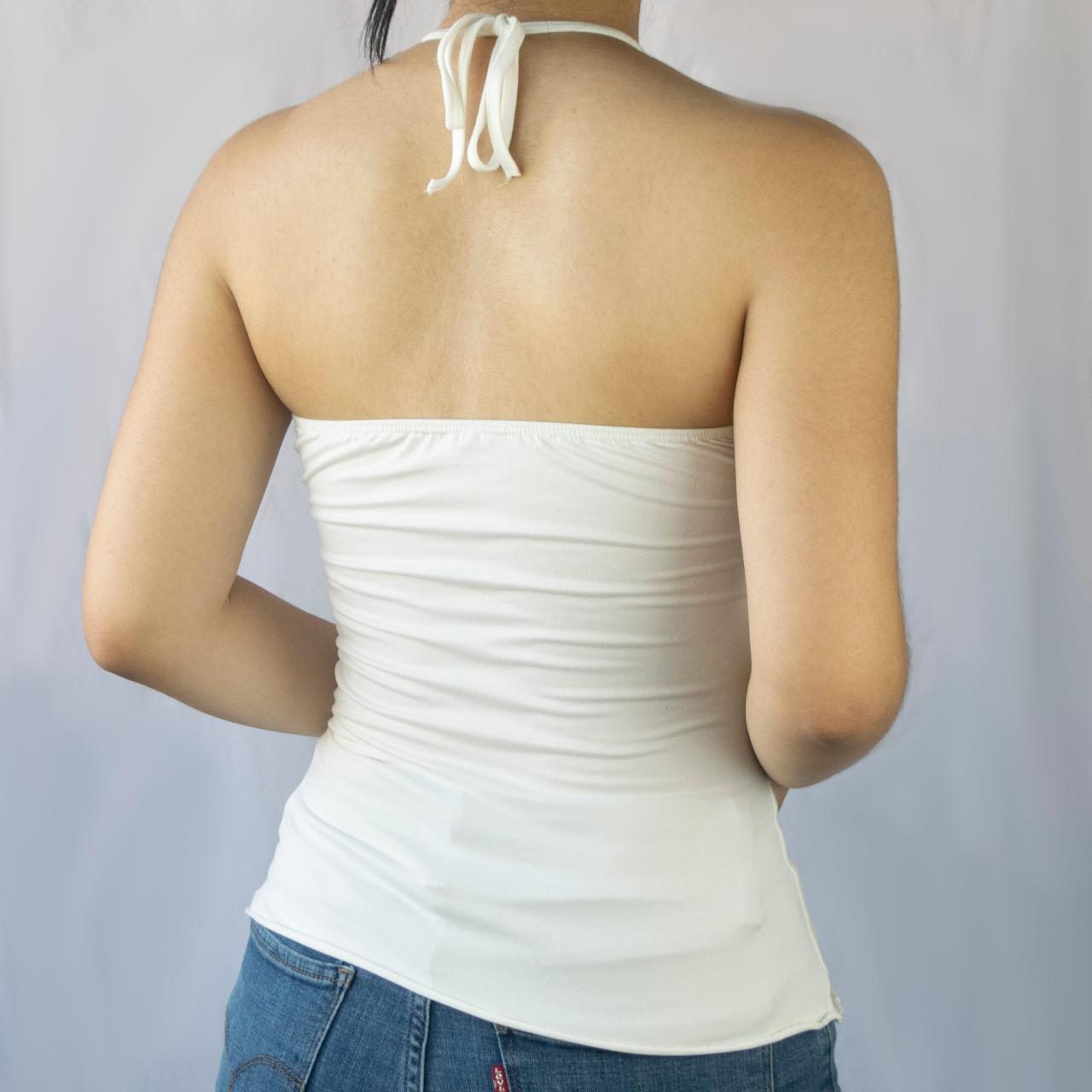 Mia Ruched Backless Halter Top Color - White Size -... - Depop