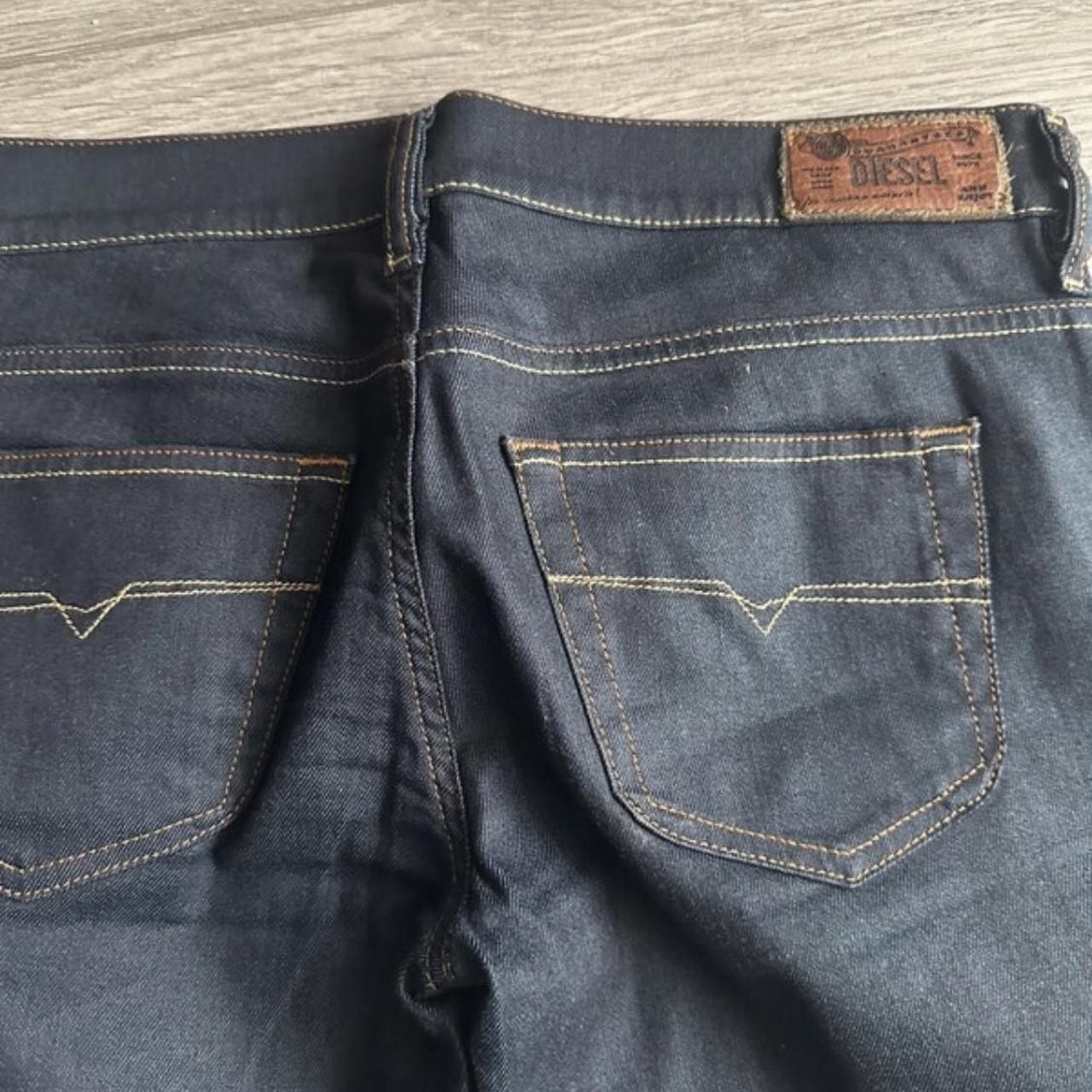 Diesel flared low waist jeans Dark blue Size... - Depop