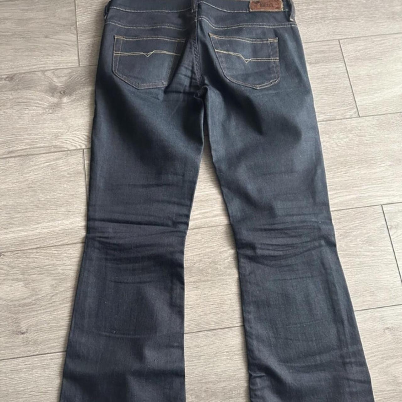 Diesel flared low waist jeans Dark blue Size... - Depop