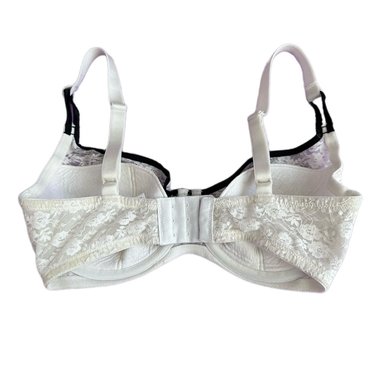 White Lacey Rosette Bra ⁺ Size 34DD Brand: ADORE... - Depop