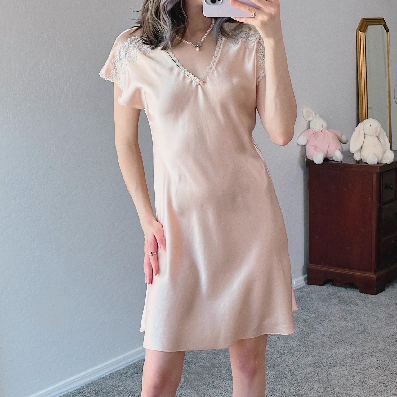 Baby Pink Satin Slip Dress ⁺ the Peachy Princess... | Depop