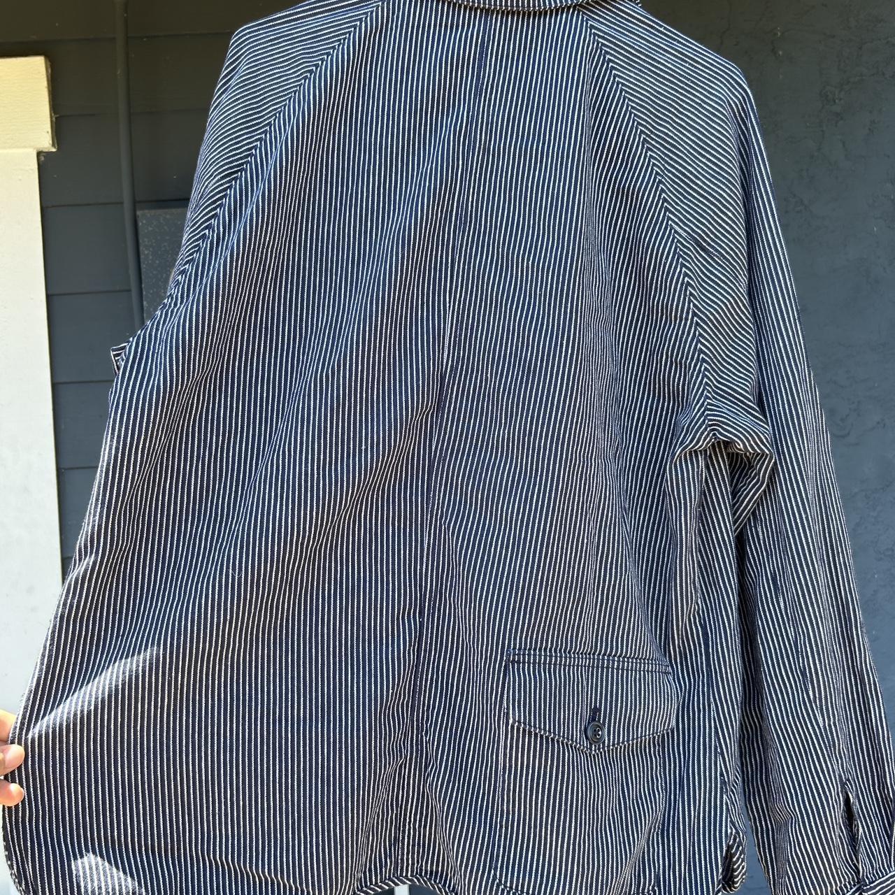 NWT Navy and white striped hickory casual jacket... - Depop