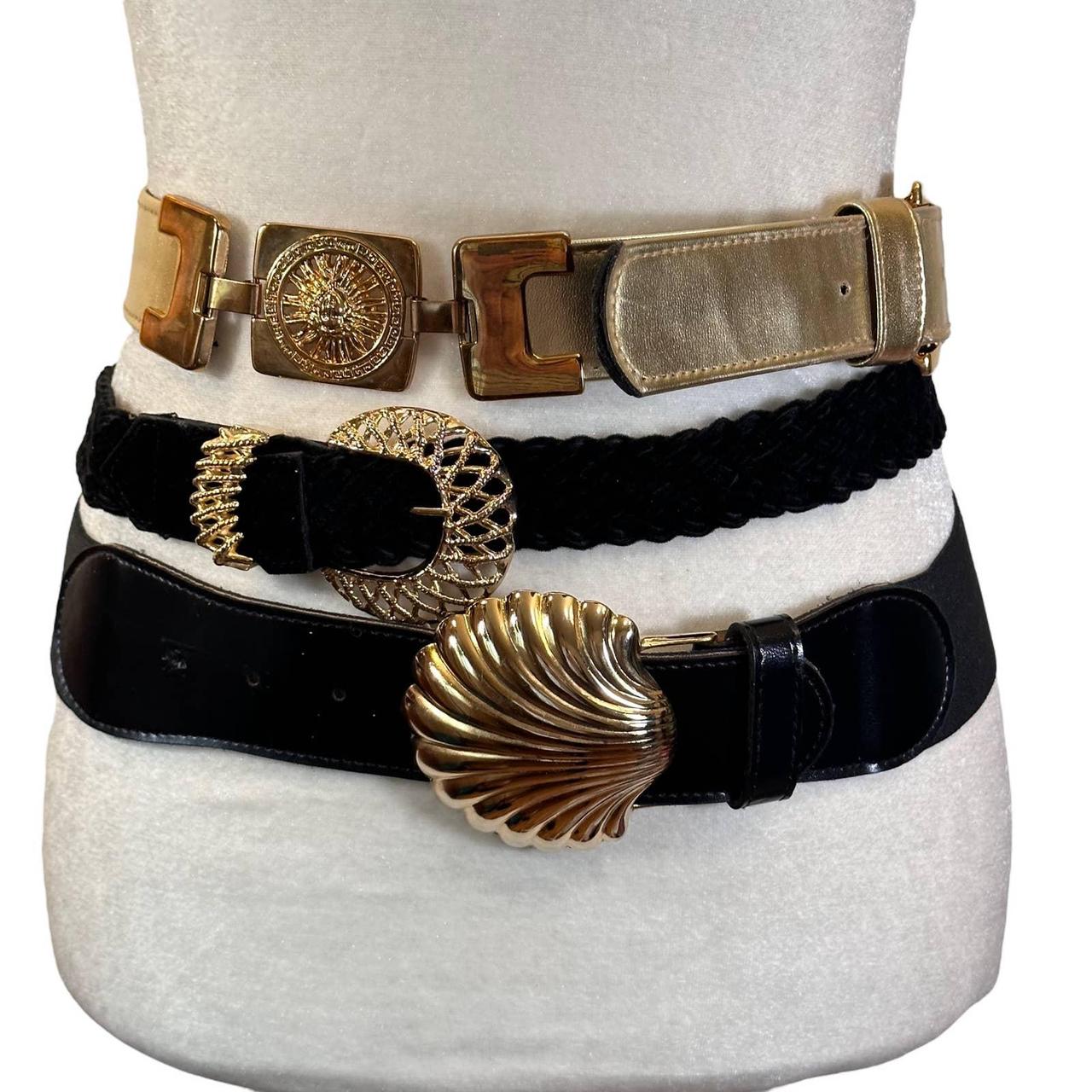 Set Of 3 Vintage 90s Belts S-lM Gold Black... - Depop