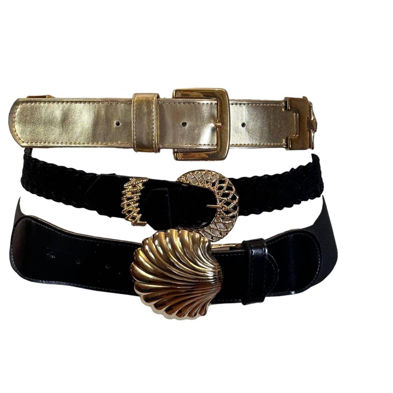 Set Of 3 Vintage 90s Belts S-lM Gold Black... - Depop