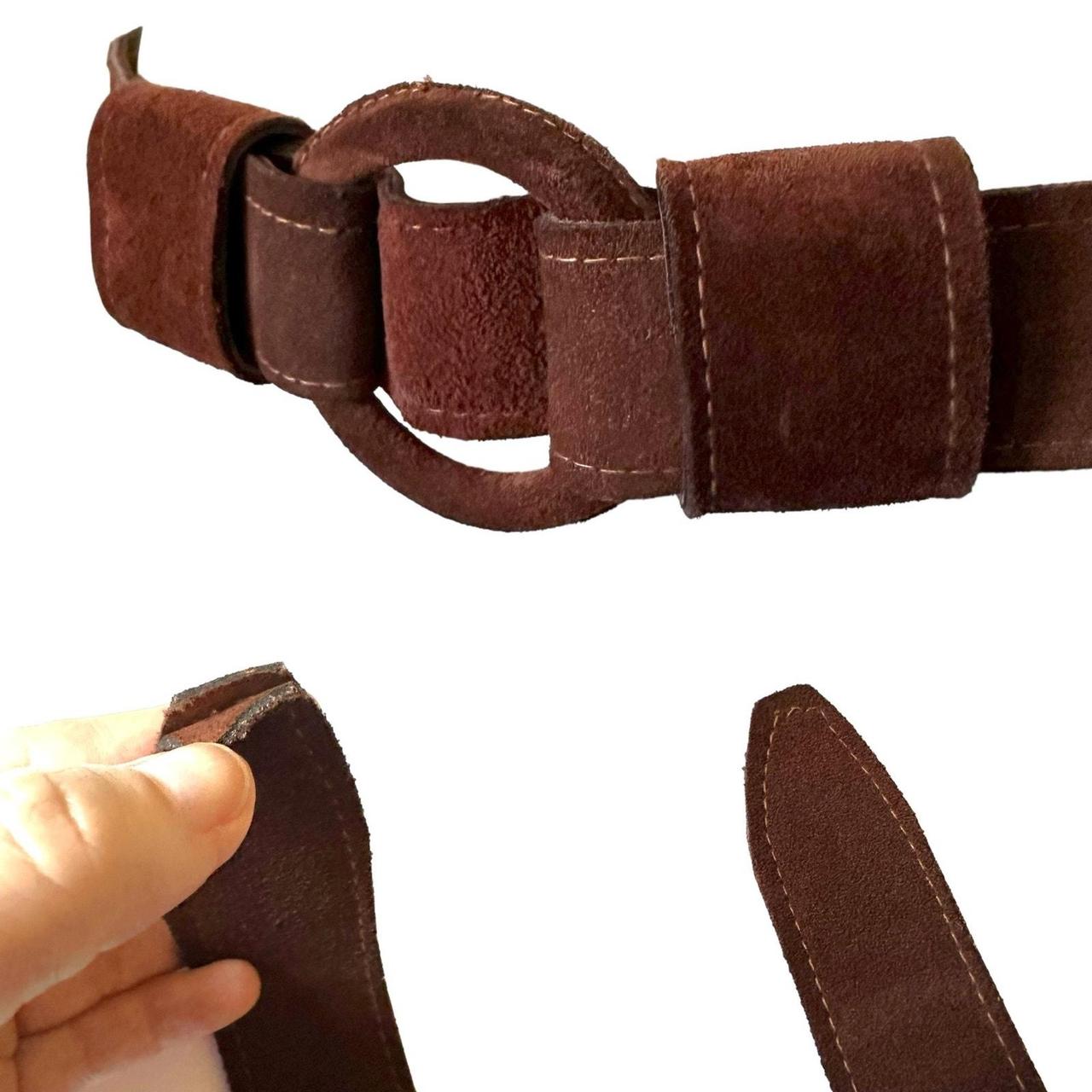 Vintage Chocolate Brown Suede Belt Chunky Adjustable... - Depop