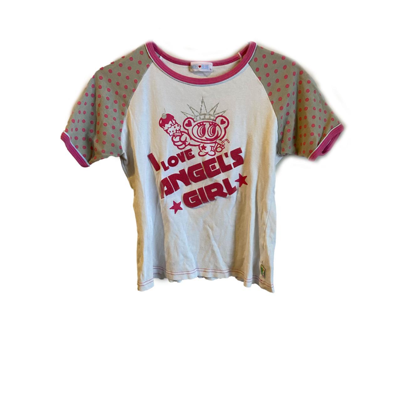 Angel blue baby tee (size large) fits a size XS to... - Depop