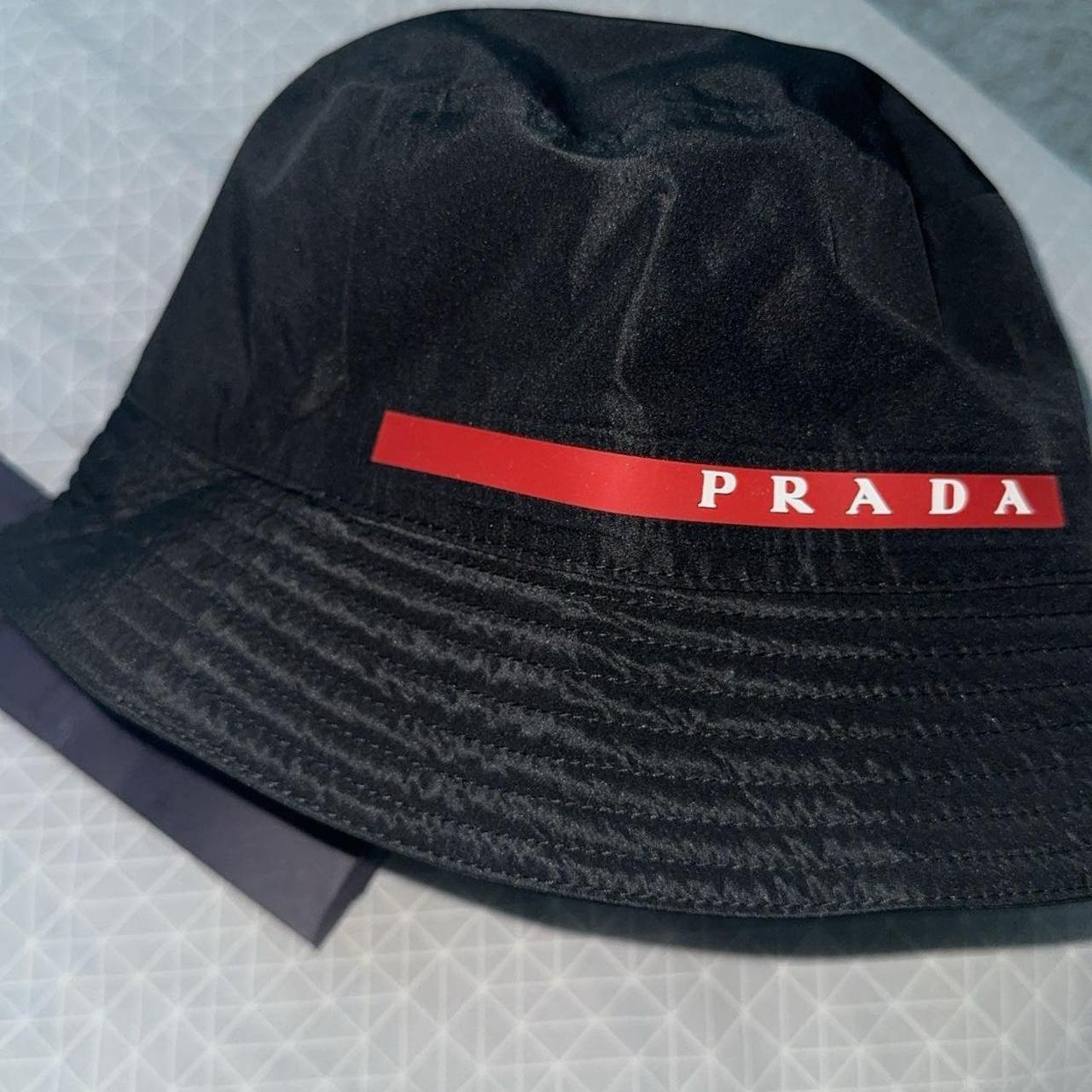 Prada bucket hat size small #prada #hat #black... - Depop