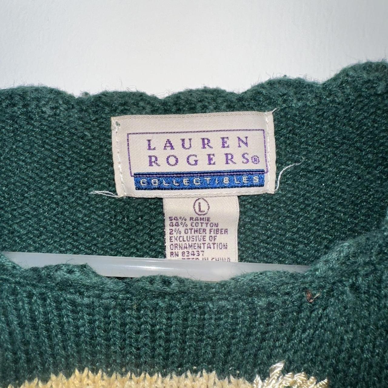 Embroidered green Christmas sweater with teddy bear... - Depop